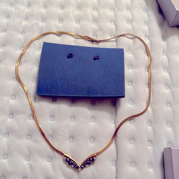 Avon | Jewelry | Vintage Avon Lavender And Gold Necklace And Earring ...